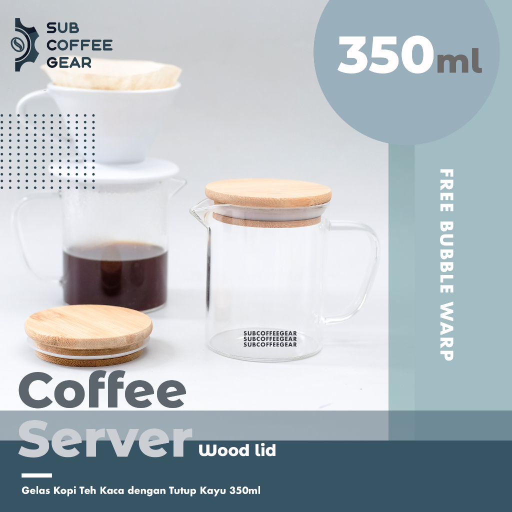 Jual COFFEE SERVER WOOD LID 350ML - GELAS KOPI GELAS TEH WADAH KOPI ...