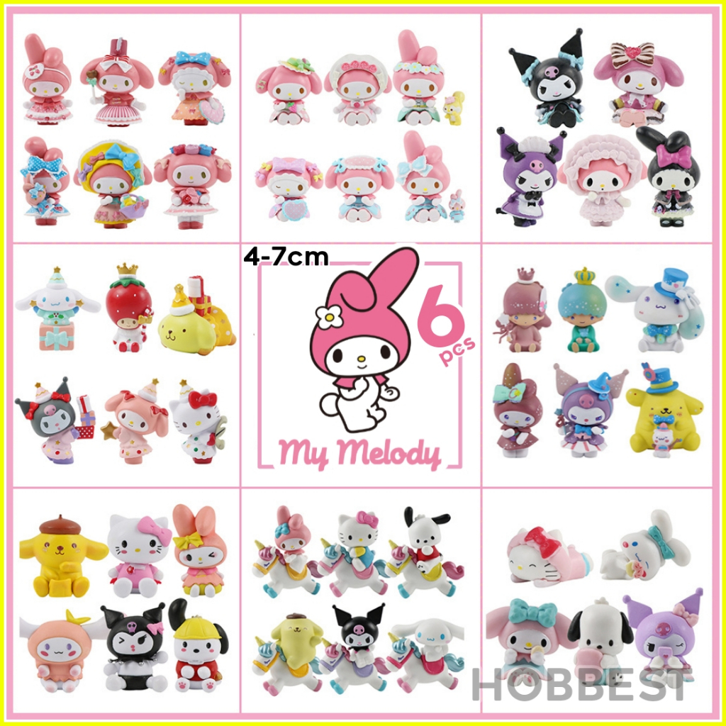 Jual Action Figure MY MELODY set isi 6 pcs - Miniatur Topper Kue Cake ...