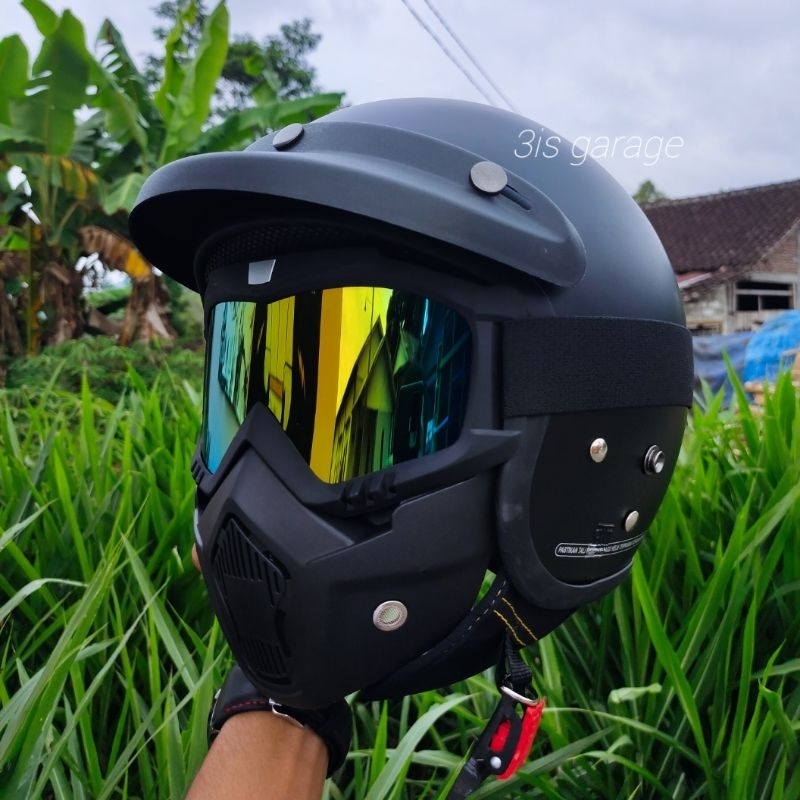 Jual HELM BOGO RETRO DEWASA GOGLE MASK TOPENG 1 PAKET | Shopee Indonesia