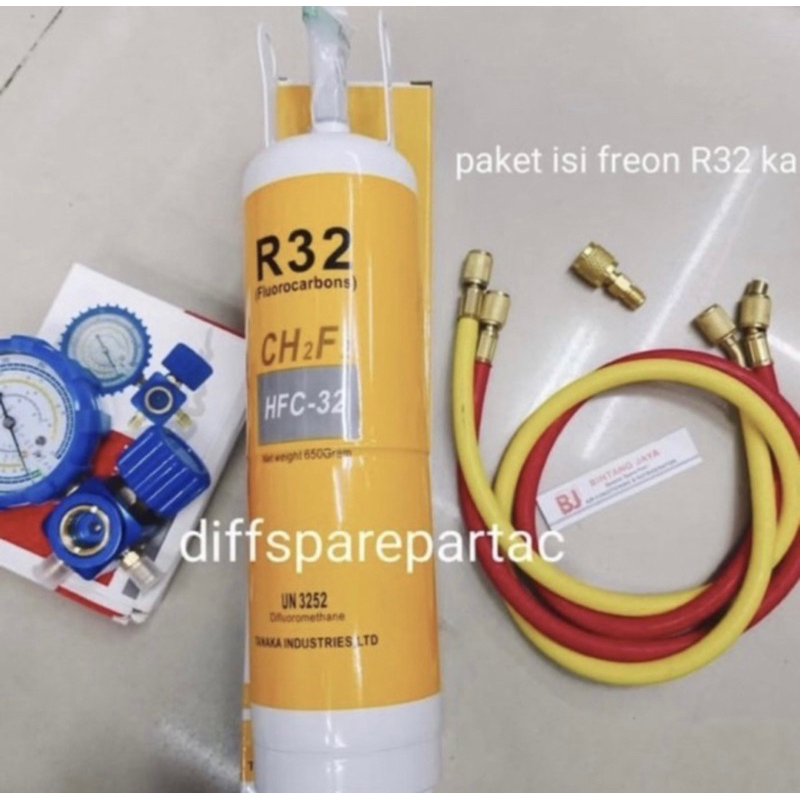 Jual Paket isi AC rumah R32 lengkap R32 + manifold + selang + adaptor ...