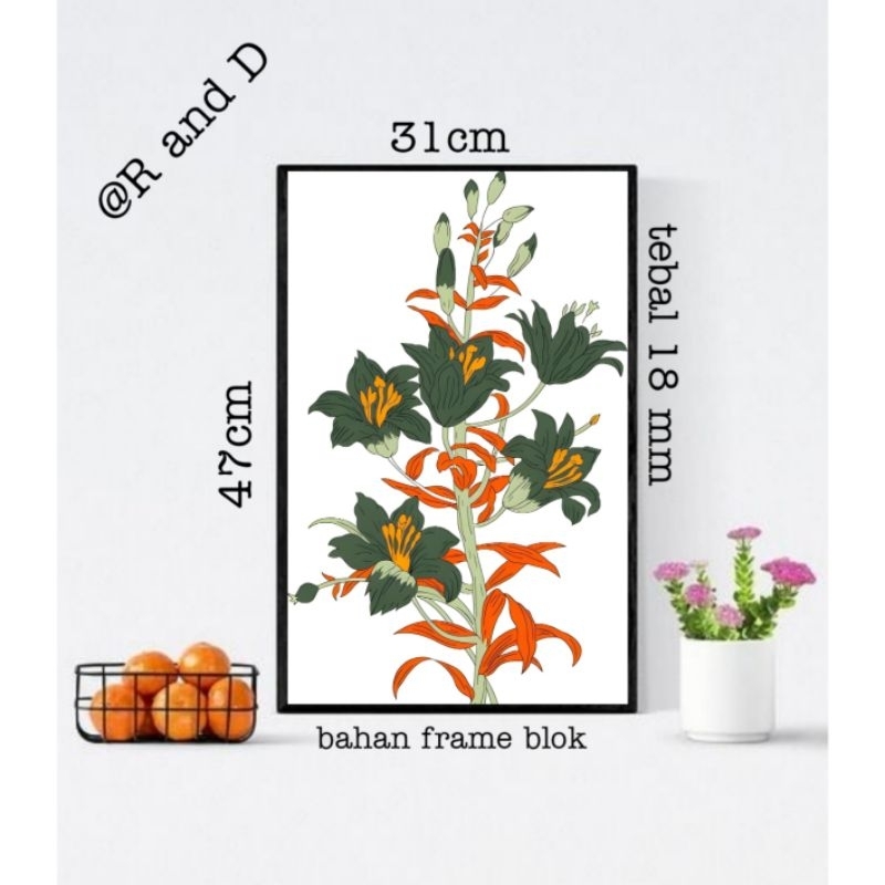Jual Hiasan Dinding Gambar Bunga Kering ukuran 47x31 Walldecor Cetak ...