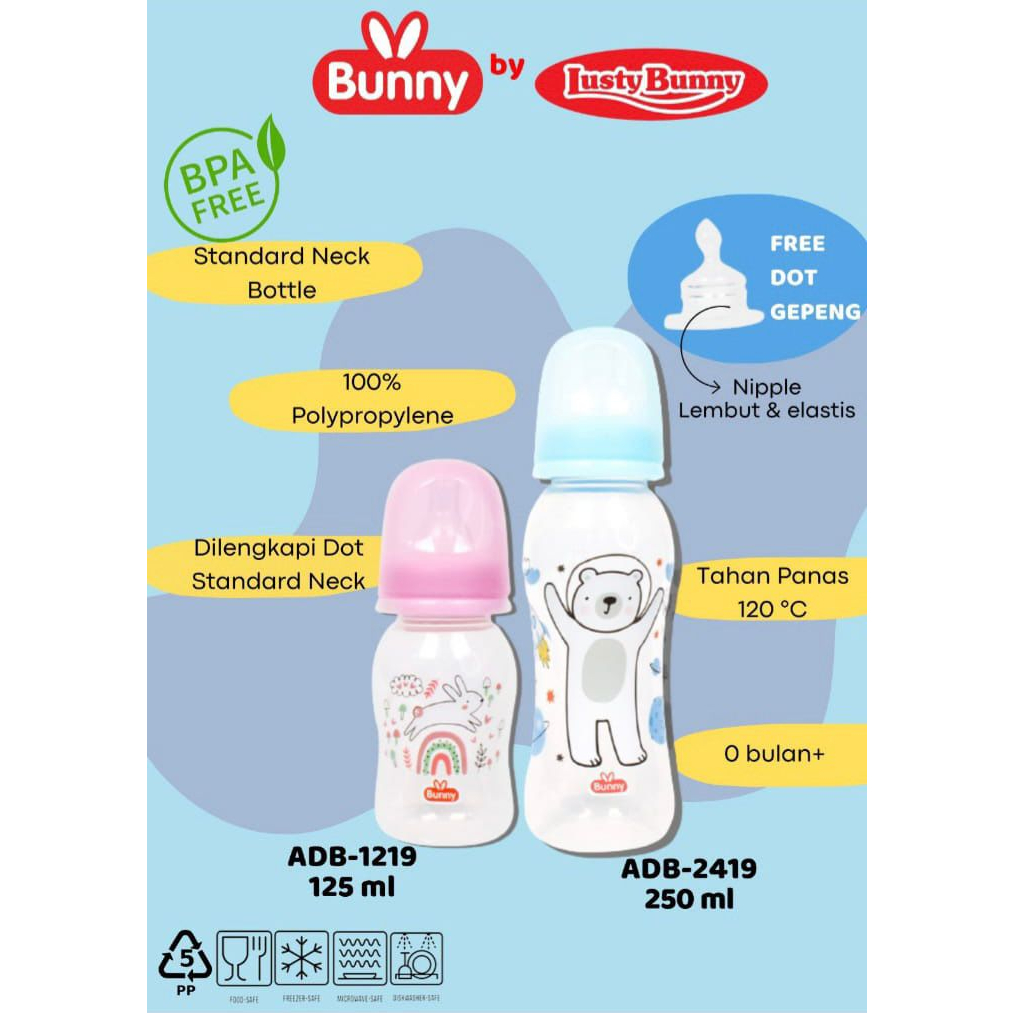 Jual Lusty Bunny Botol Susu PP Reguler Dot Bulat Free Gepeng ADB 1219 ...