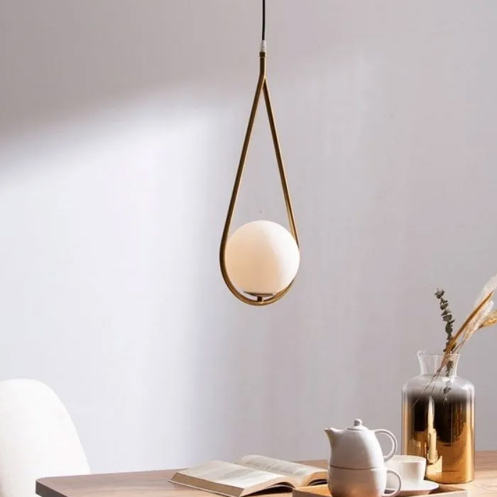 Jual Lampu Gantung Minimalis Ruang Makan Tamu Modern Mini Bar Cafe Restauran Emas 15 cm 20 cm ...