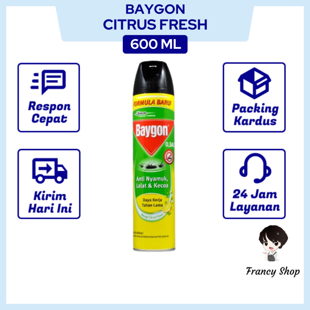 Jual Baygon Citrus Fresh Pembasmi Serangga 600 ml | Shopee Indonesia