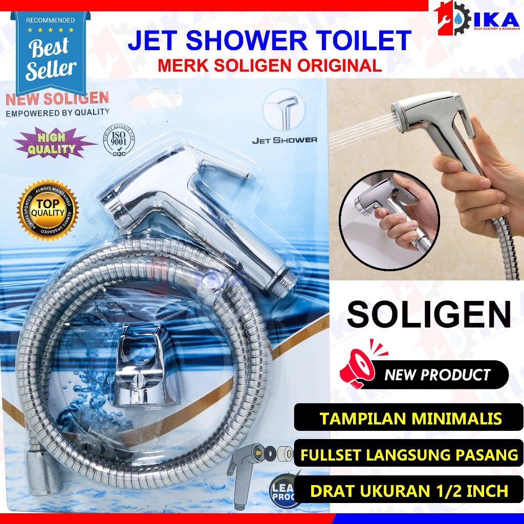 Jual Jet Shower SOLIGEN Set Kepala Washer Toilet Cebok Chrome Selang Stainless Nekel Nikel Bidet ...