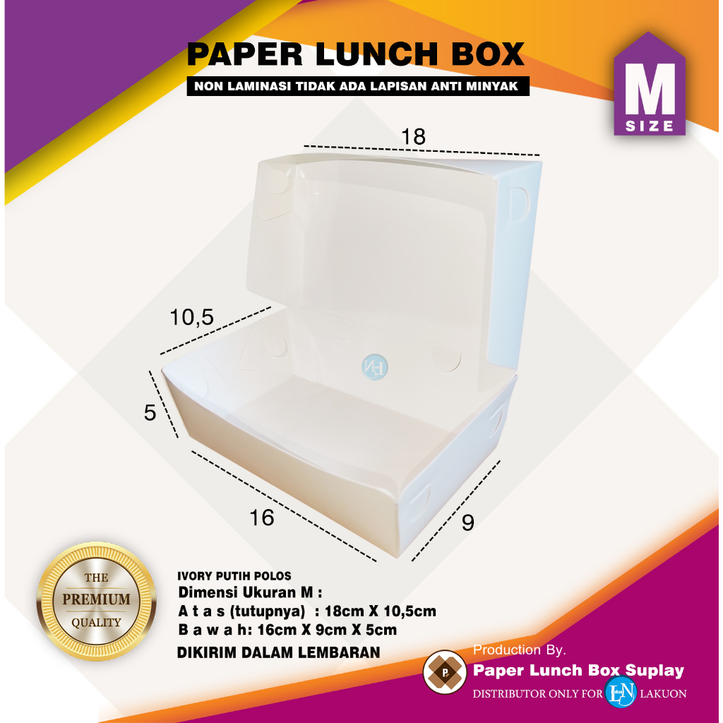 Jual LUNCH BOX PAPER SIZE M IVORY ECO NON LAMINASI | Shopee Indonesia