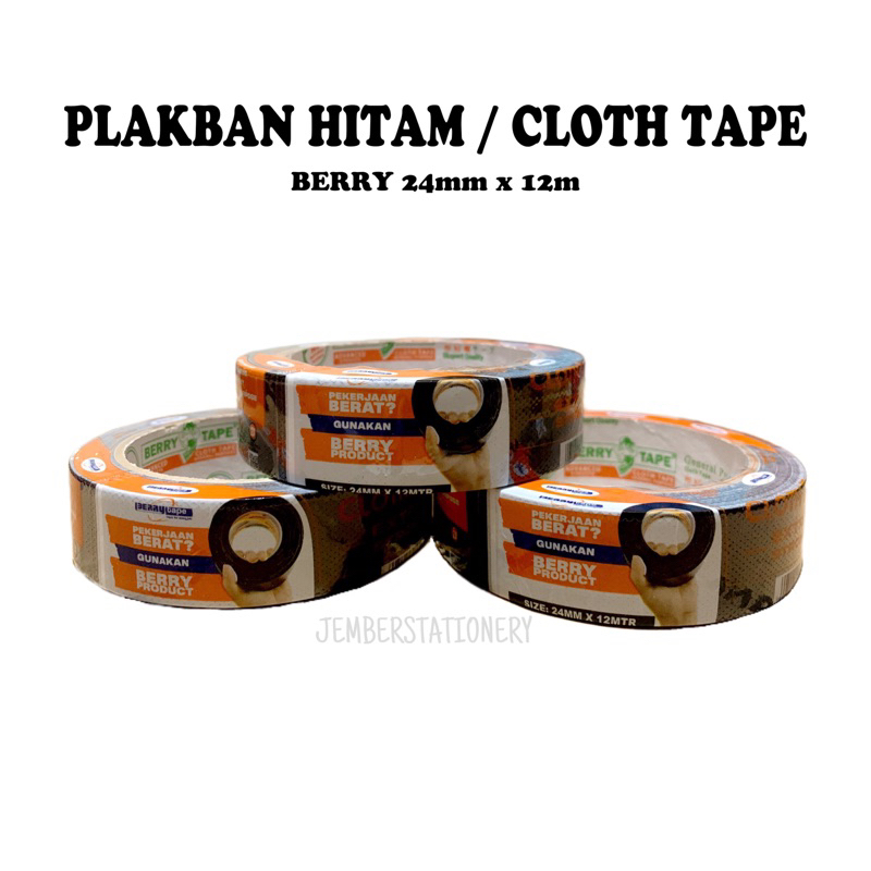 Jual Plakban Hitam / Cloth Tape Berry 24mm | Shopee Indonesia