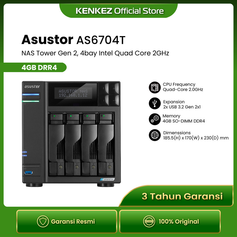 Jual Asustor AS6704T NAS Tower 4 bay 2GHz / 4GB NAS Server Storage ...