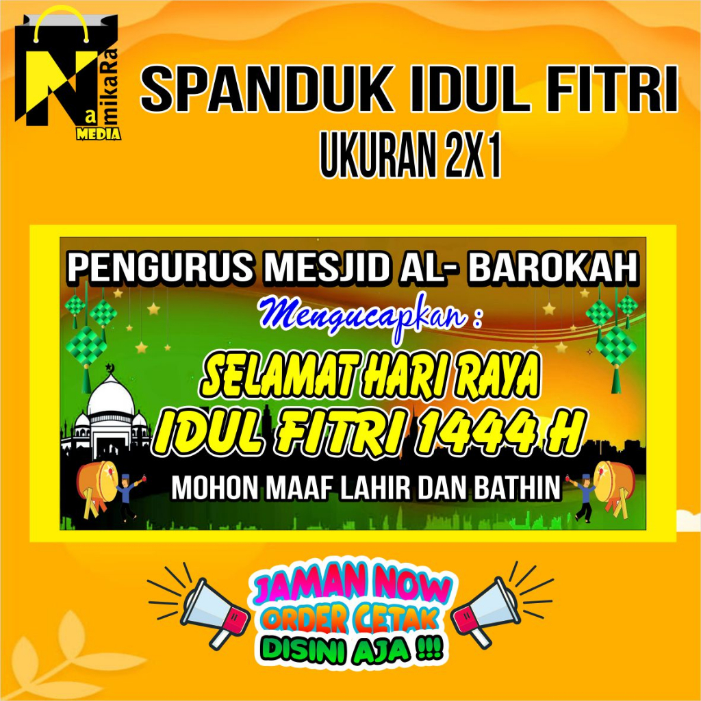 Jual spanduk banner backdrop Idul fitri ukuran 2x1 terbaru / spanduk ...
