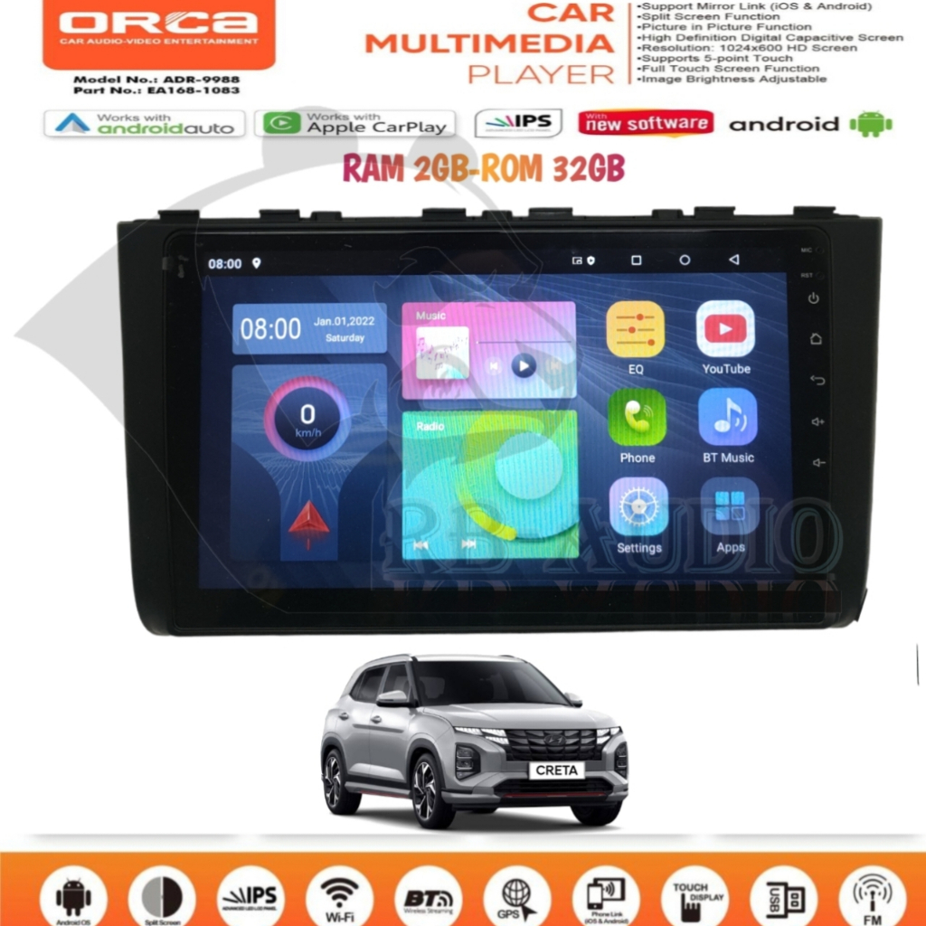 Jual Head Unit Orca Eco Auto Series For Hyundai Creta 2022 up 10 inch ...