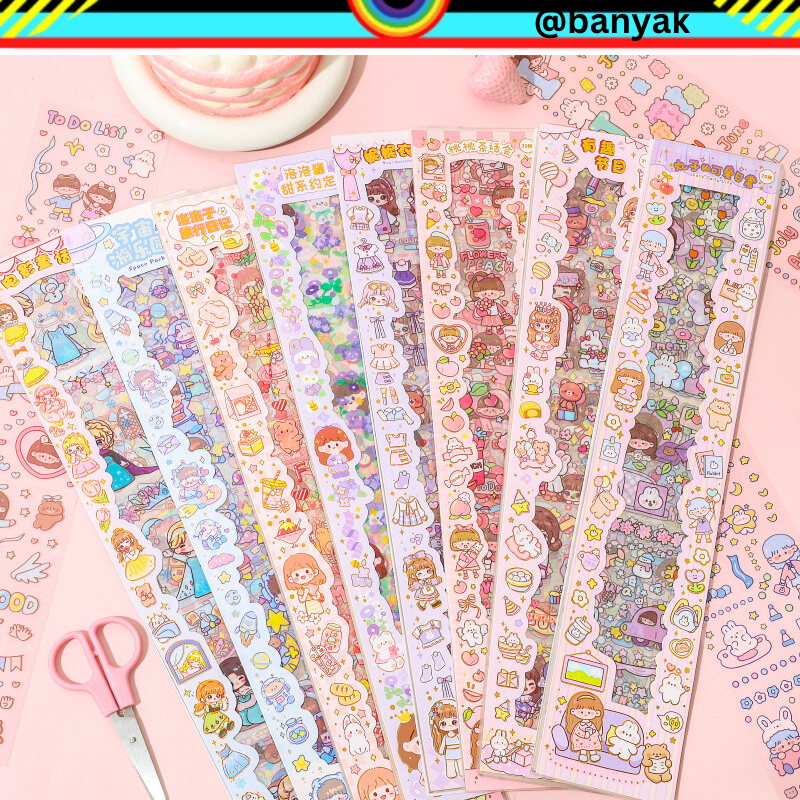 Jual STIKER PANJANG ISI 20 LEMBAR MOMO TRANSPARANT PVC KARTUN SERIES ...