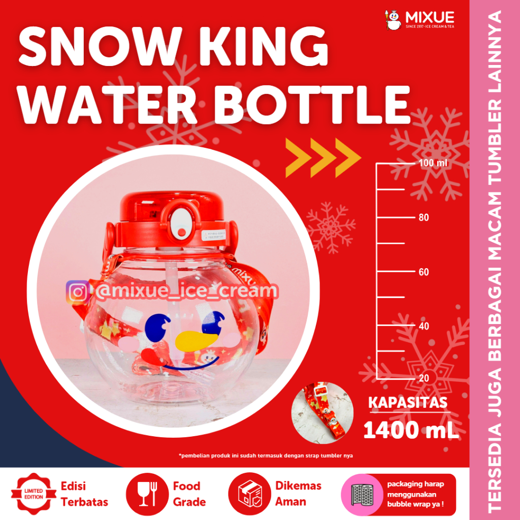 Jual Popping Boba Nata Jelly - Water Bottle Dengan Tali 1400 ML ...