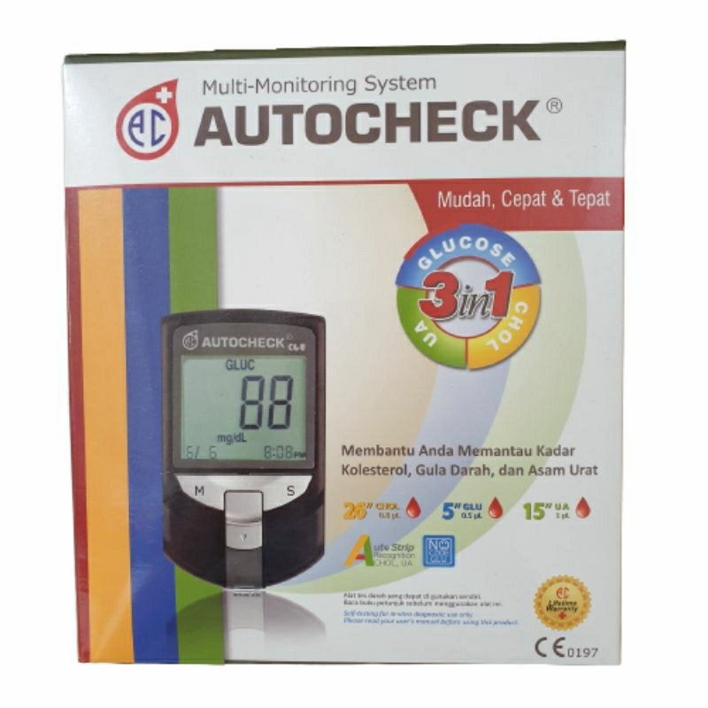 Jual Autocheck 3 in 1 Alat Cek Gula Darah Kolesterol Asam Urat | Shopee ...