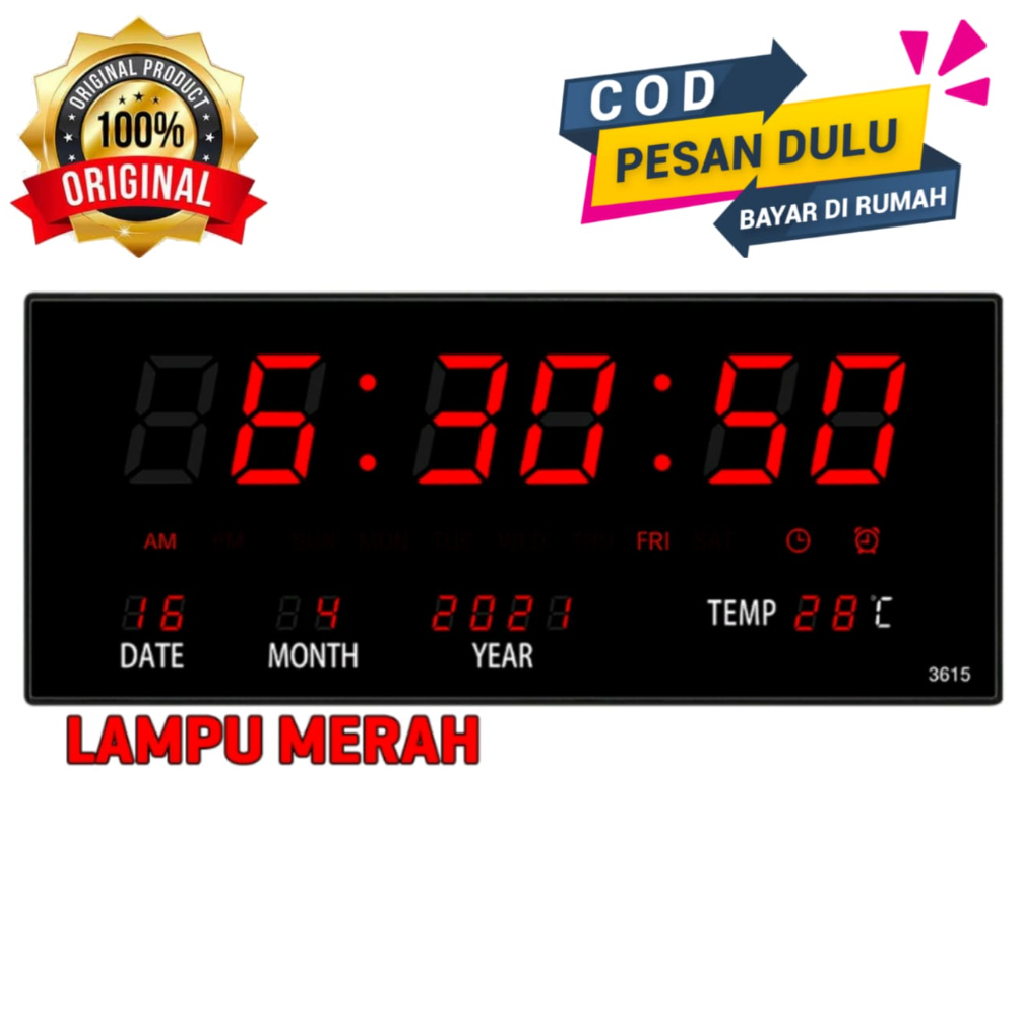 Jual JAM DINDING DIGITAL LED MEJA CLOCK JAM TEMPEL DINDING JH3615 FITUR ...