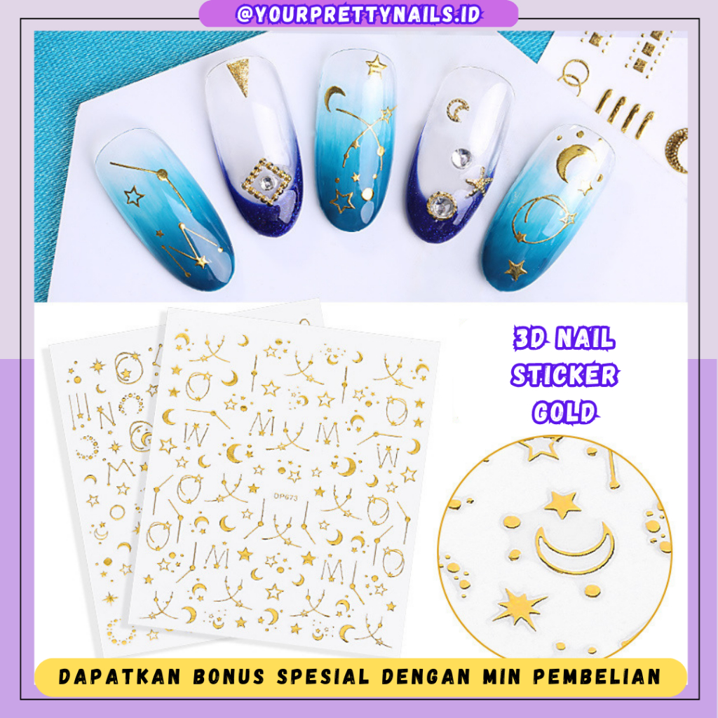 Jual Sticker Kuku 3D Gold Super Thin Aksesoris / Sticker Kuku / Sticker ...