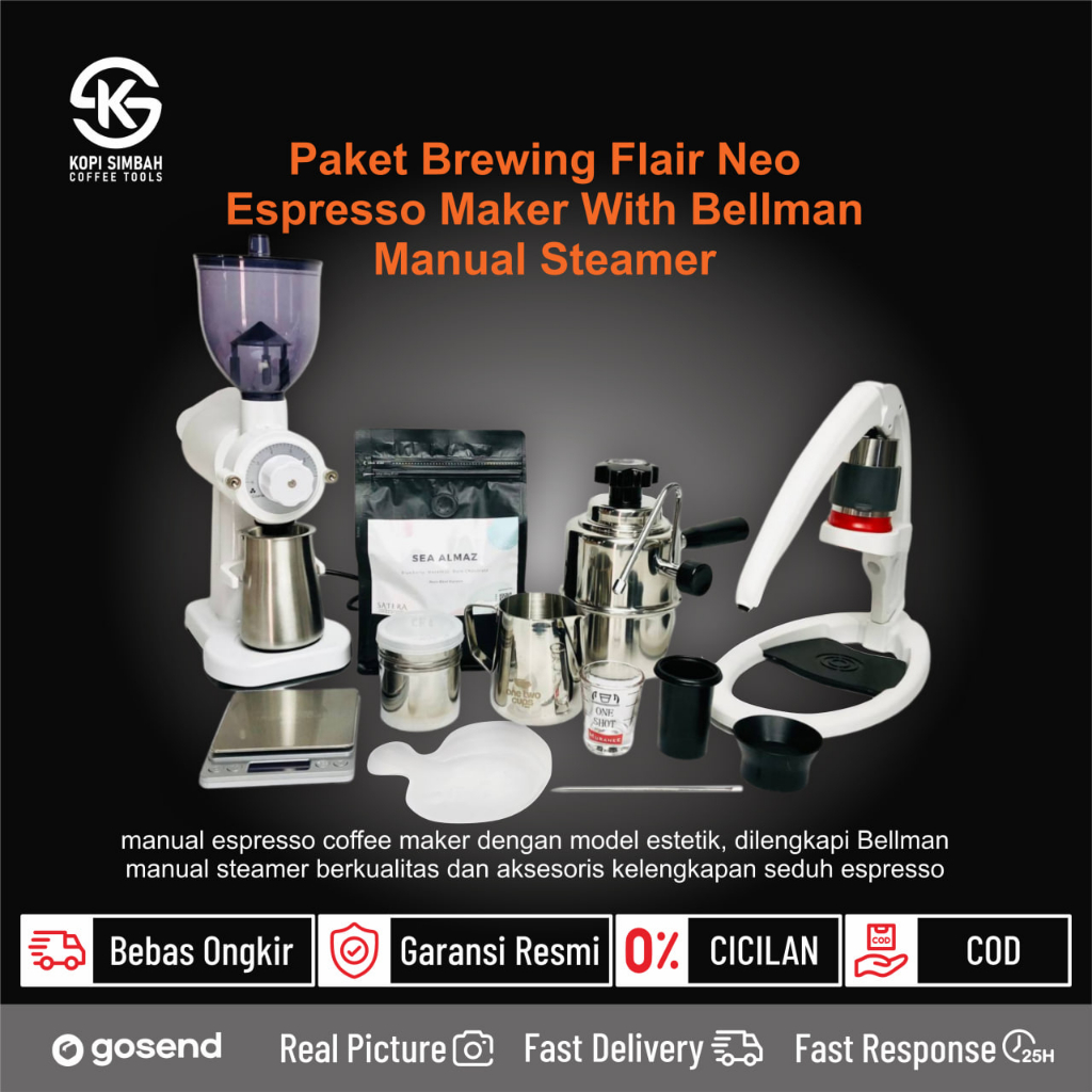 Jual Paket Brewing FLAIR NEO Espresso With Blellman Stovetop Steamer ...