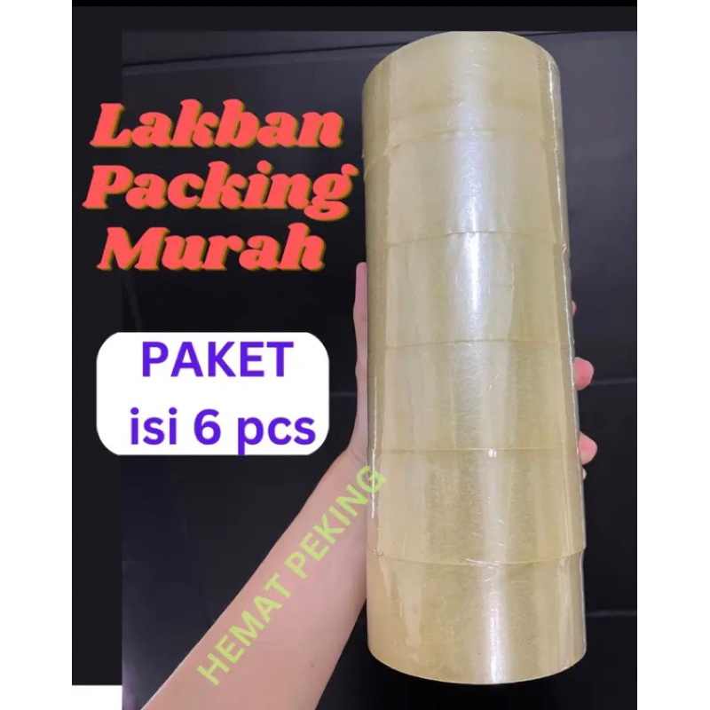 Jual Lakban Bening CLEAR Murah Transparan Plakban ISI 6 pcs (1 slop) | Shopee Indonesia