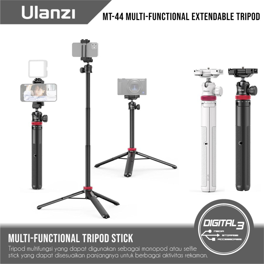 Jual Ulanzi MT-44 Extendable Tripod Stick Tongsis + Phone Holder Cold ...