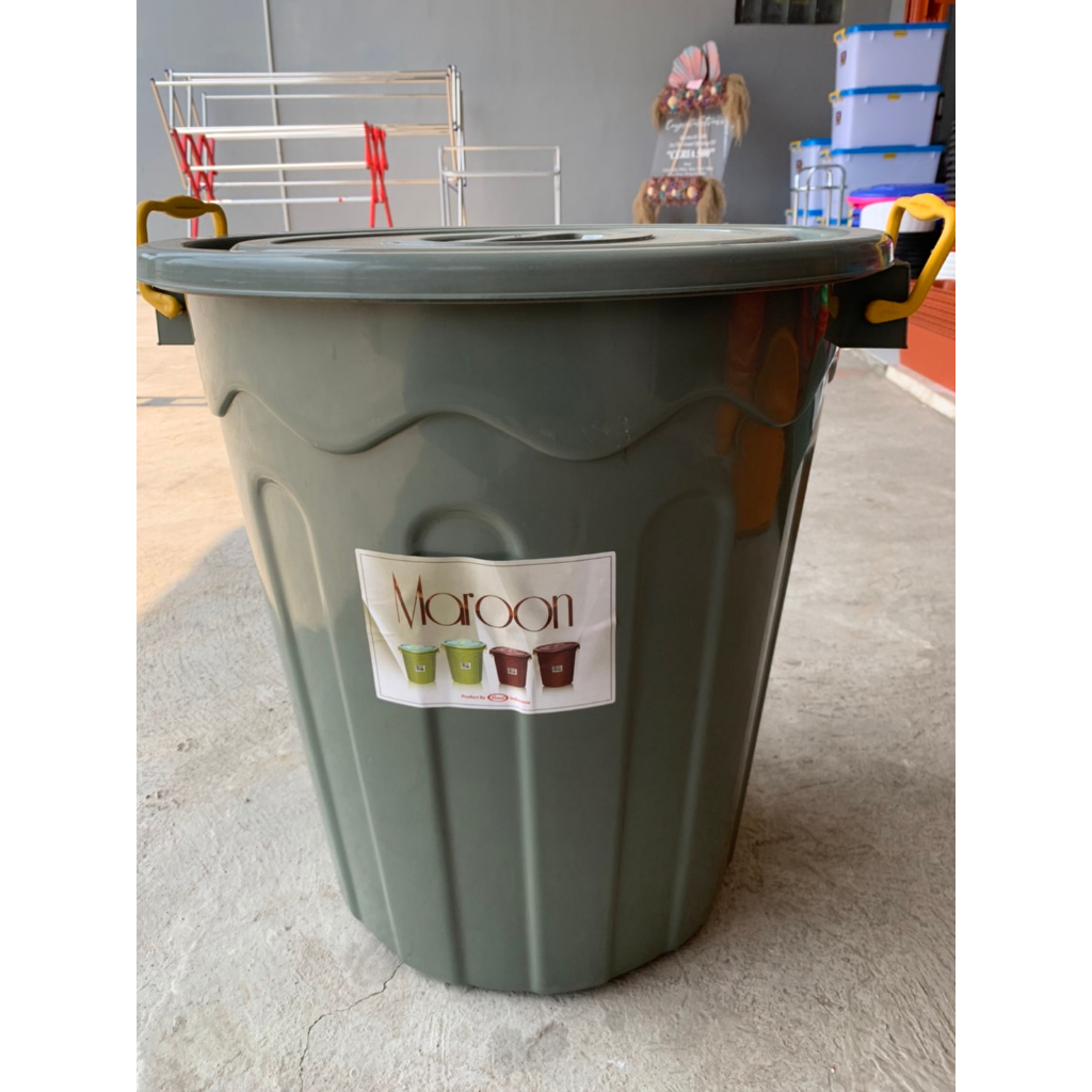 Jual EMBER MAROON DAN TUTUP 80 LITER ANTI PECAH / TONG HITAM SERBAGUNA / TONG SAMPAH JUMBO ...