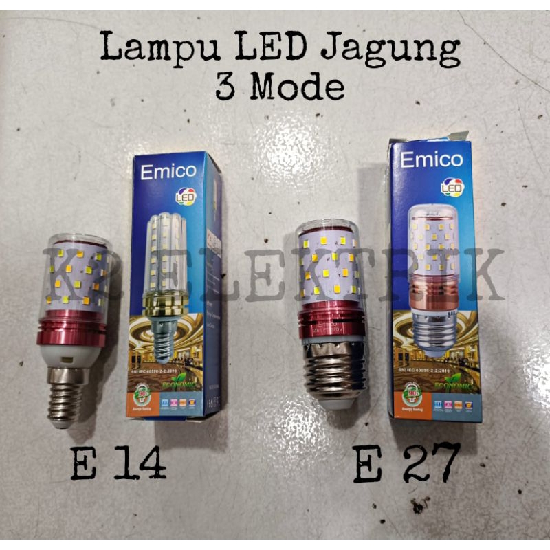 Jual EMICO LED Jagung 12 Watt E14 dan E27 Cahaya Putih Kuning | Shopee Indonesia