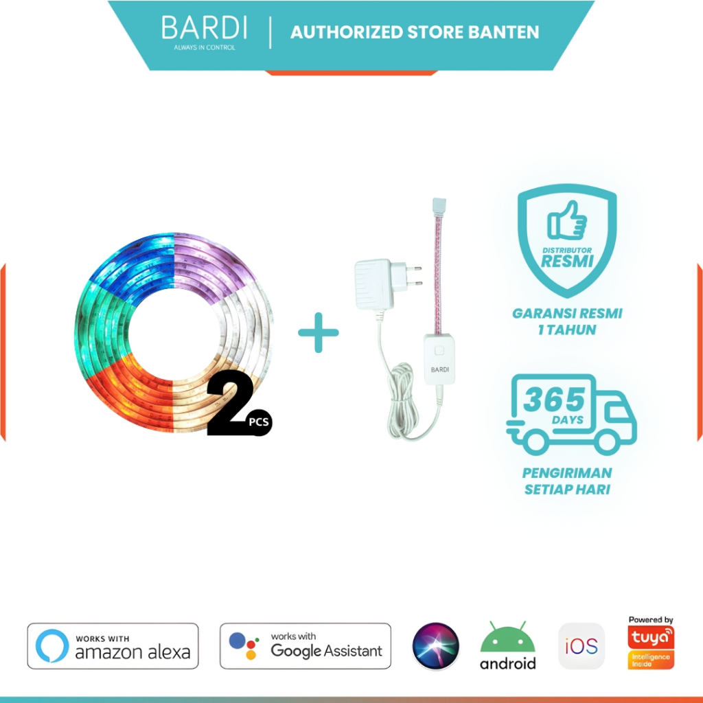 Jual BARDI Smart Bundling 2 LED Strip RGB WW 2M & 1 Adaptor 1A 4M ...