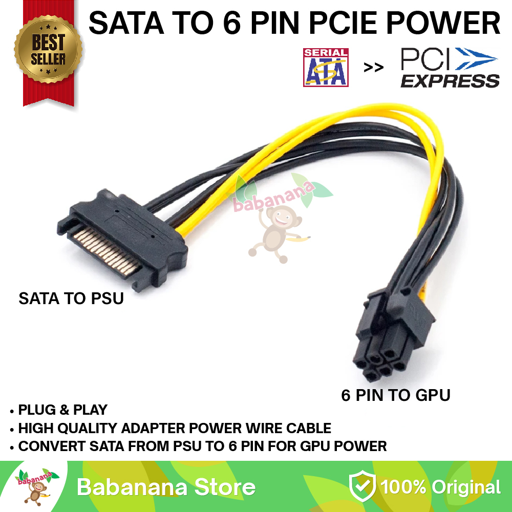Jual Kabel Power Sata to 6 Pin Male VGA Cable Konverter Converter ...