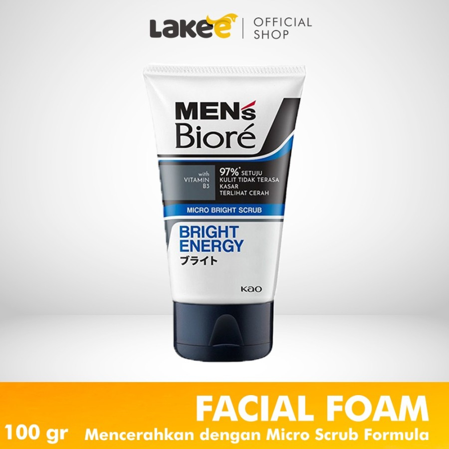 Jual MENS BIORE Bright Energy Double Scrub Facial Foam White Energy Face Wash 100 gr Sabun Muka ...