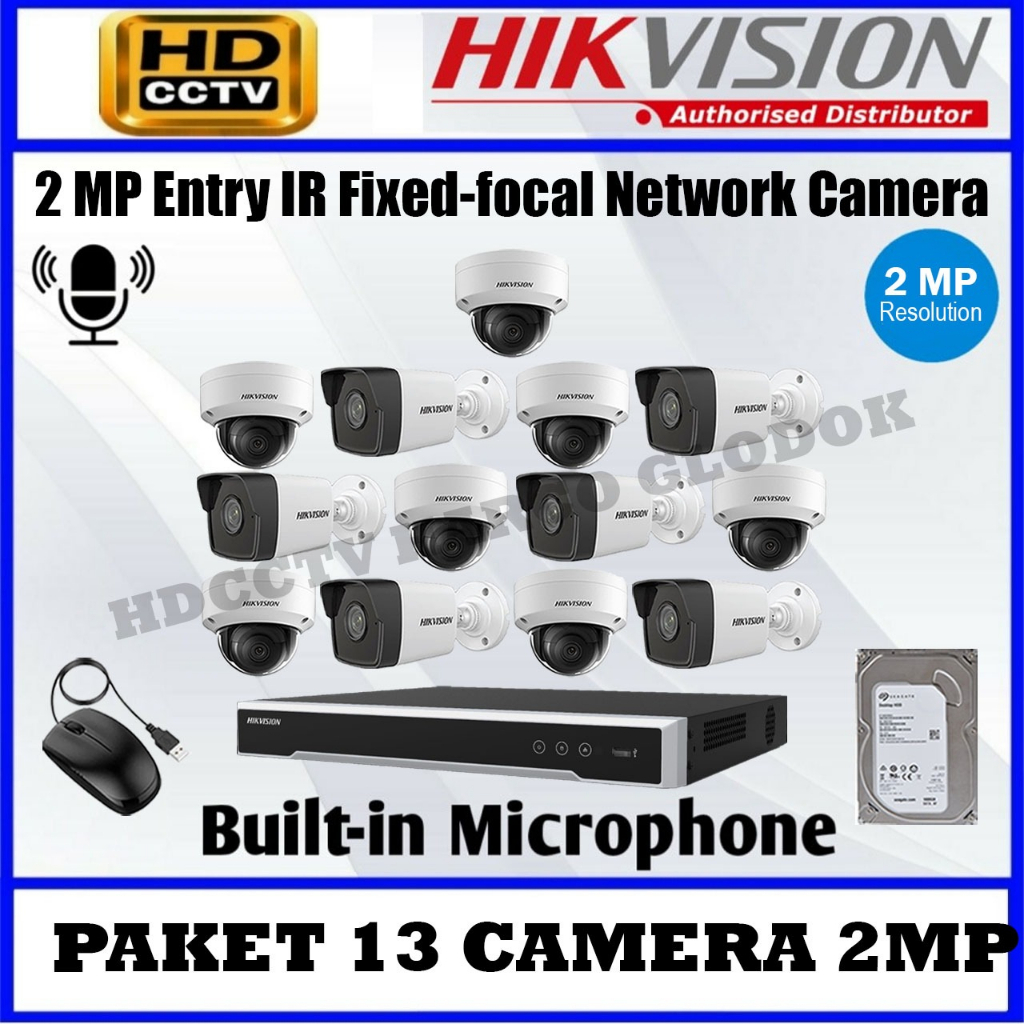 Jual Paket IP Camera Hik CCTV 13 Camera Nvr 16 Ch 2MP Audio Camera | Shopee Indonesia