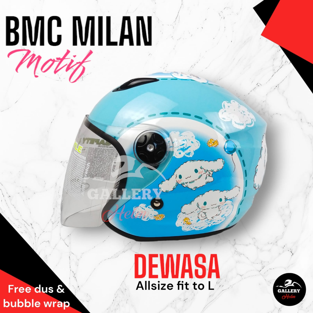 Jual HELM BMC MILAN MOTIF CINNAMOROLL BLUE PASTEL | HELM HALF FACE ...