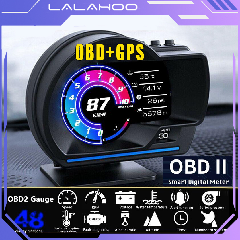 Jual ⭐Ready⭐P6 Smart Mobil Layar Display OBD+GPS HUD Sistem Ganda Mobil ...