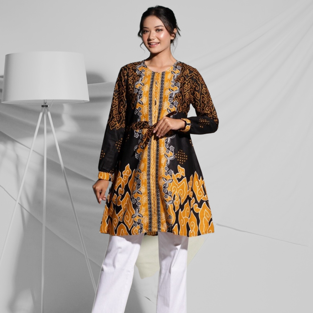 Jual BATIK TRUSMI Atasan Wanita Tunik Batik Wanita Motif Mega Mendung ...