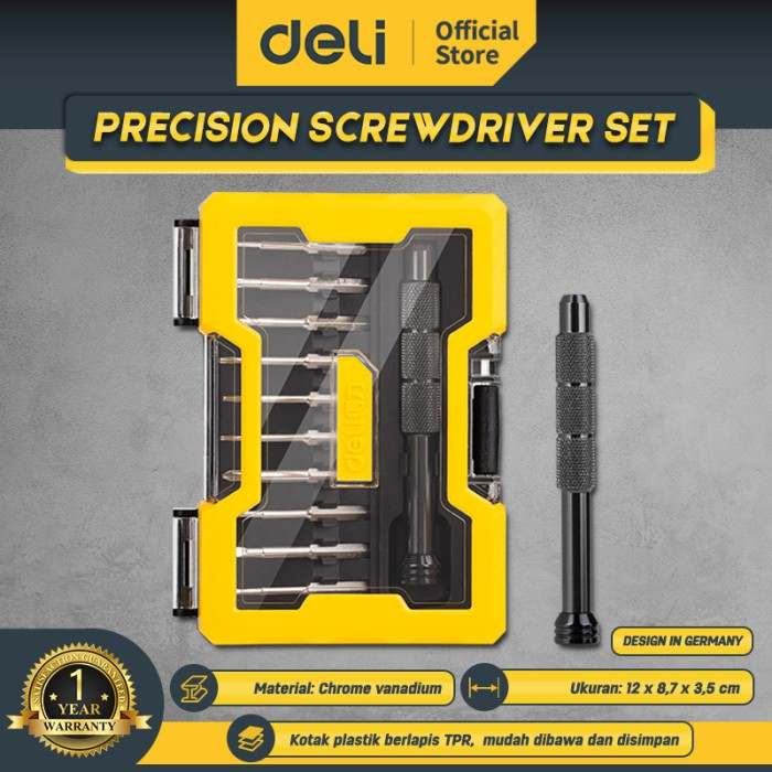 Jual Deli Precision Screwdriver Sets/Set Obeng Presisi 11 Pcs Chrome ...