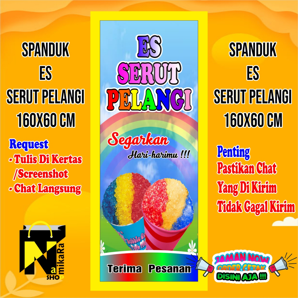 Jual Spanduk Es Serut Pelangi Terbaru Paling Keren 160x60 Cm Custom Banner Es Serut Pelangi