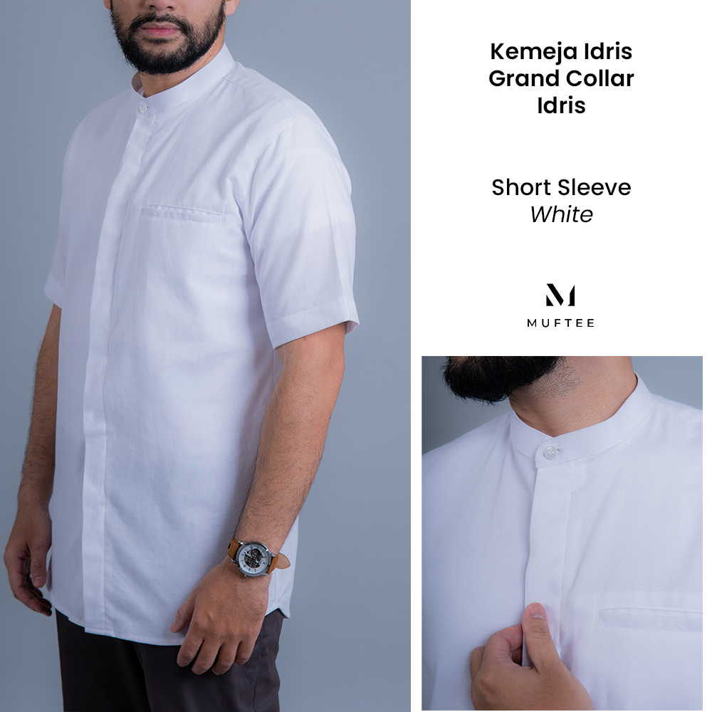 Jual Muftee Grand Collar Idris Kemeja Kantor Pria Lengan Pendek Formal ...