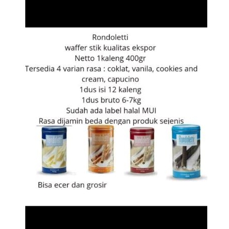 Jual Wafer Stick Rondoletti Assorted | Shopee Indonesia