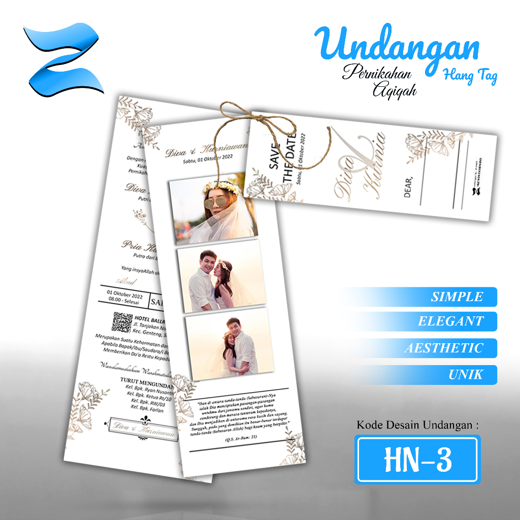 Jual UNDANGAN PERNIKAHAN KODE HN-3 UNDANGAN HANTAG HANG TAG MURAH NIKAH ...