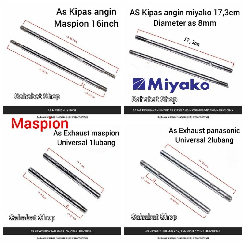 Jual VARIAN AS DINAMO KIPAS ANGIN LENGKAP SEMUA MERK REGENCY COSMOS ...