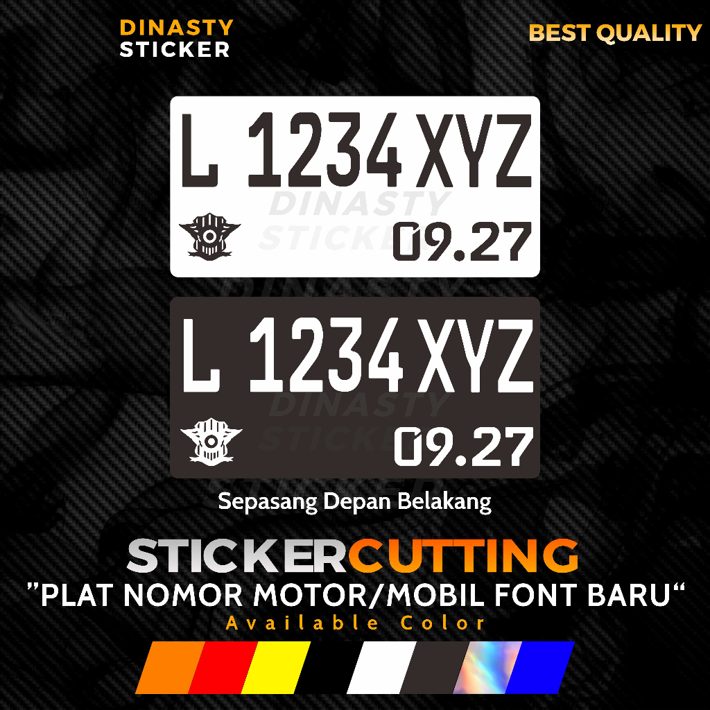 Jual STICKER STIKER CUTTING PLAT NOMOR MOBIL MOTOR FONT BARU SEPASANG ...