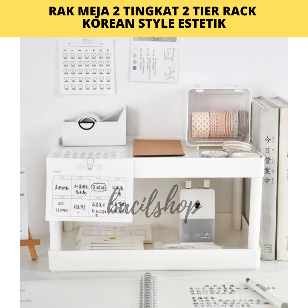 Jual RAK MEJA 2 TINGKAT 2 TIER RACK KOREAN STYLE ESTETIK | Shopee Indonesia