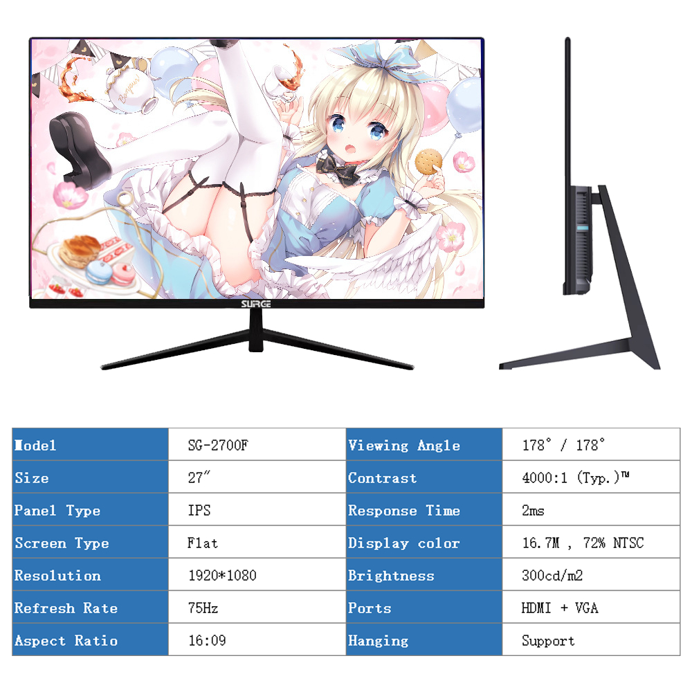 Jual SUIRGE Gaming Monitor 32" 3000R Curved 1080P HD No Border IPS ...