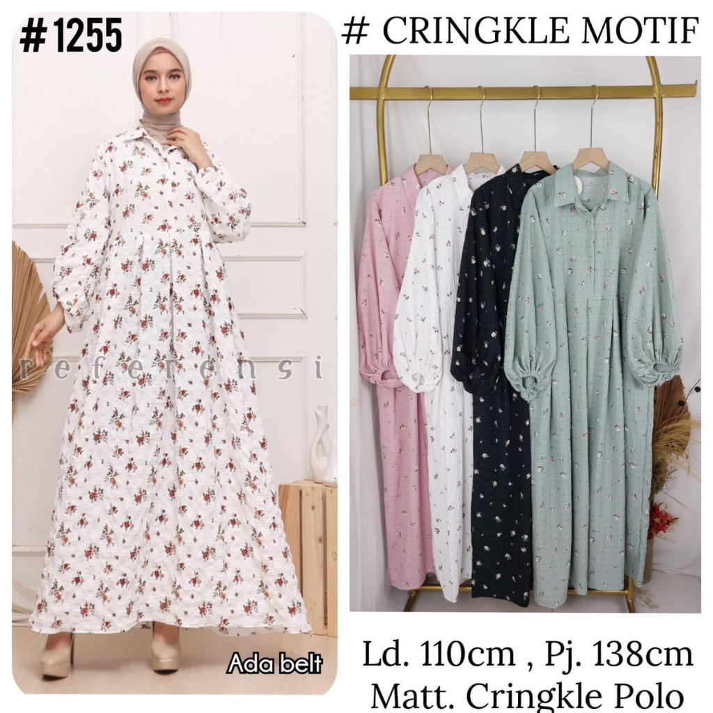 Jual Gamis Muslim Crinkle Polo Motif Gamis Terbaru 2023 Lebaran ...