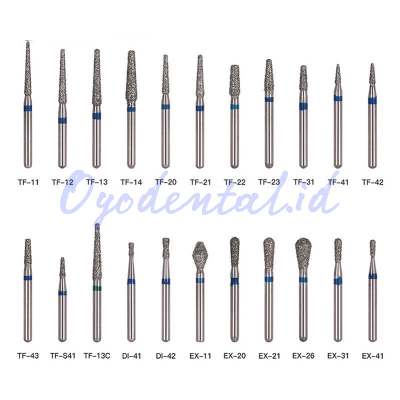 Jual Dental Diamond Bur TF Taper Fisur DI EX High Speed / Mata Bur High ...