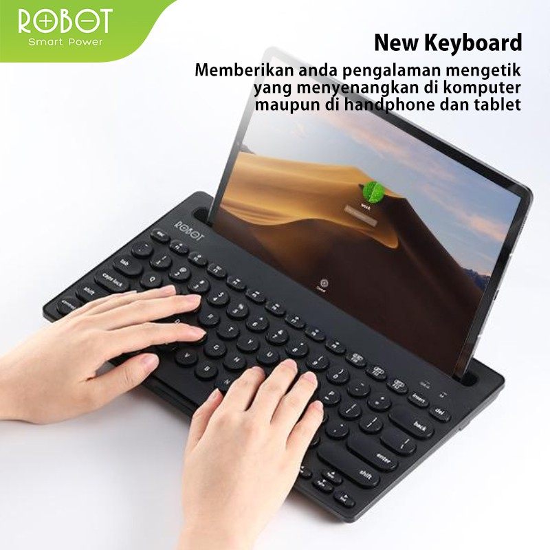 Jual Keyboard Bluetooth Wireless ROBOT KB10 Portable Multi Device & 2 ...