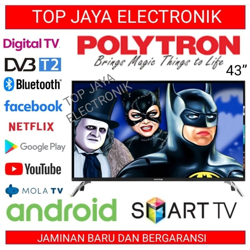 Jual LED TV POLYTRON 43 INCH SMART ANDROID TV DIGITAL TV NEW SERIES ...