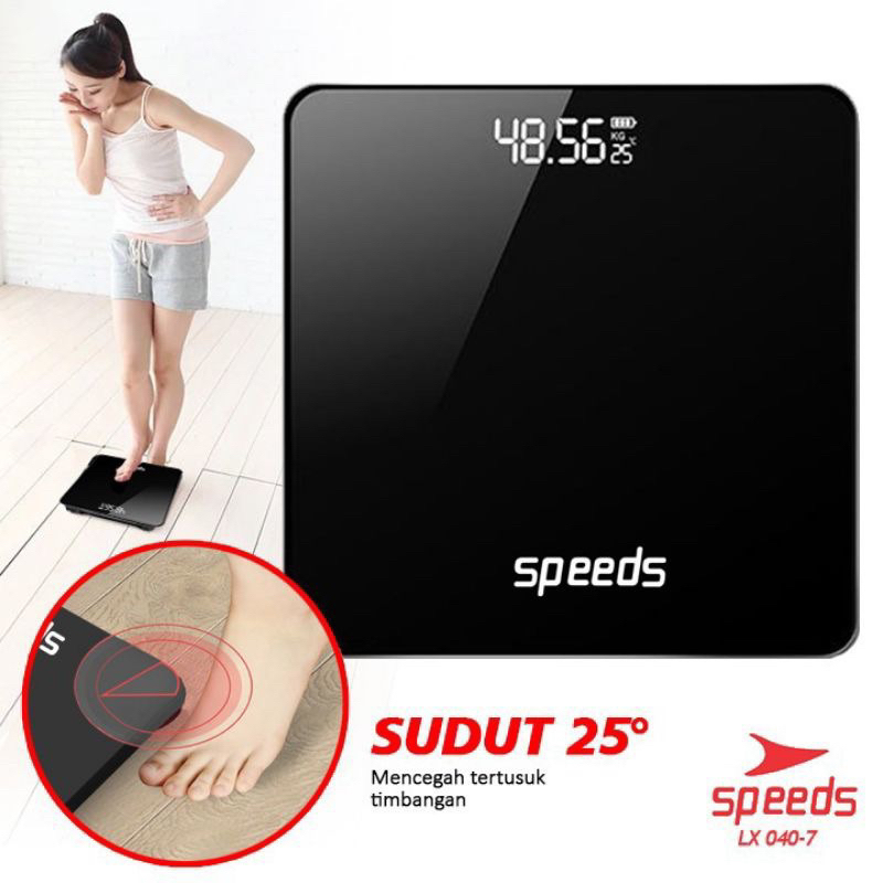 Jual SPEEDS TIMBANGAN BADAN DIGITAL 180 KG SCALE KACA ELEGAN PORTABEL LX 040-7 | Shopee Indonesia