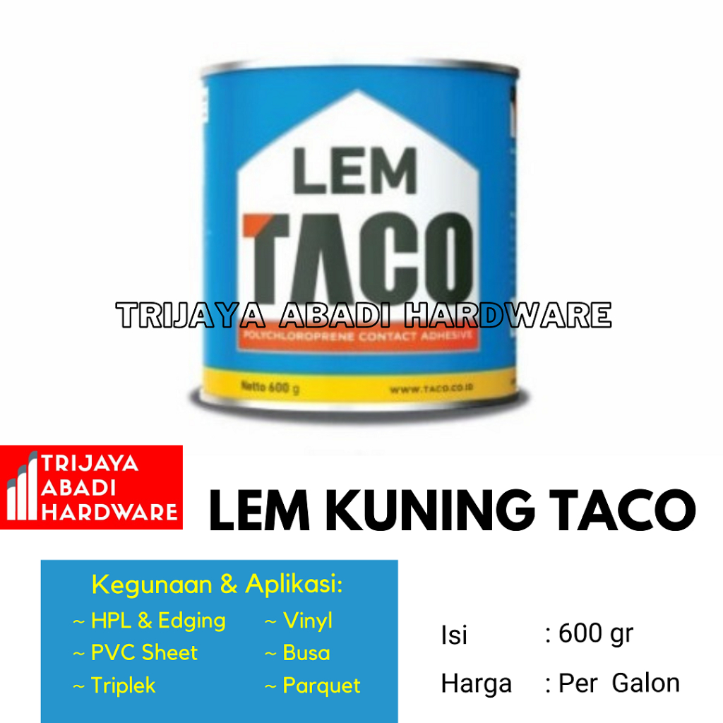 Jual Lem Taco Active 600 gr Lem Kuning HPL Edging Vinyl Fox Aibon Lem ...