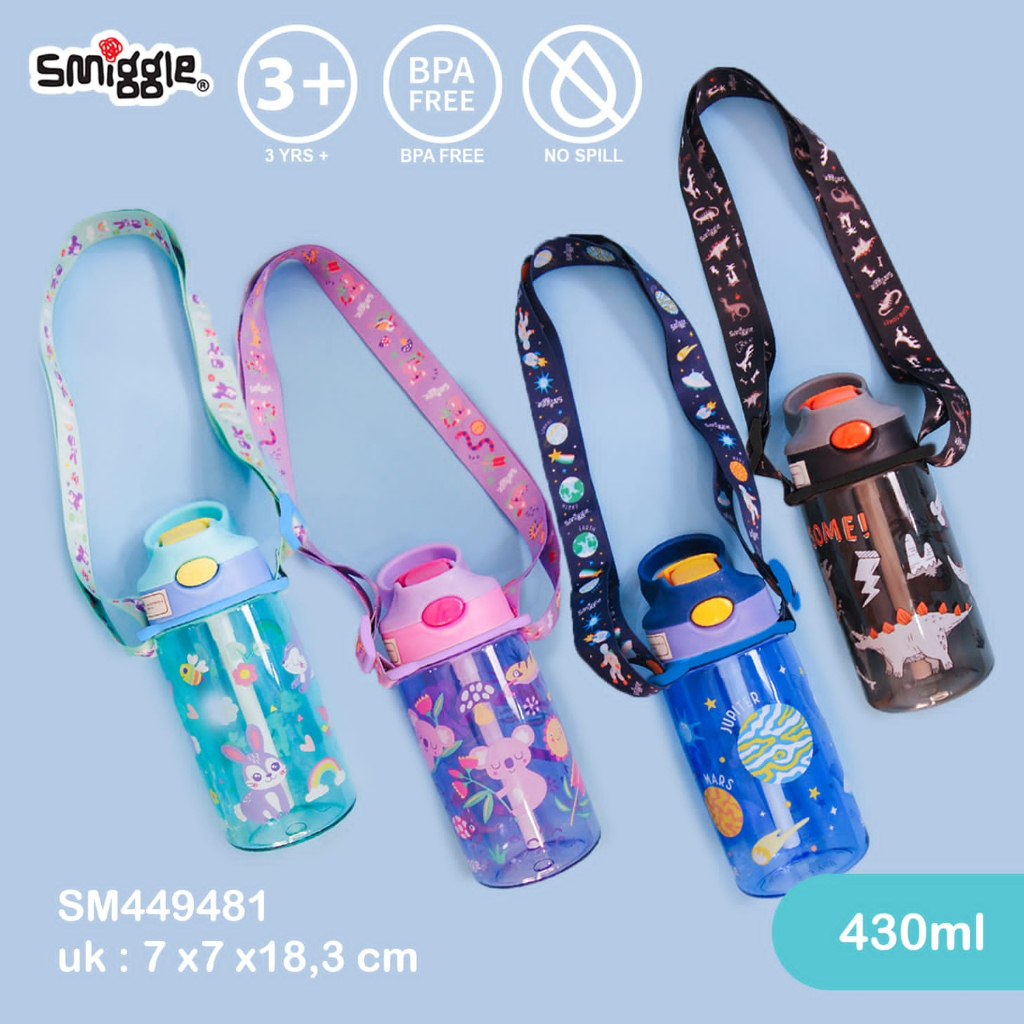 Jual SMIGGLE junior Botol Air Minum Anak Sedotan silicone 430ml dan ...