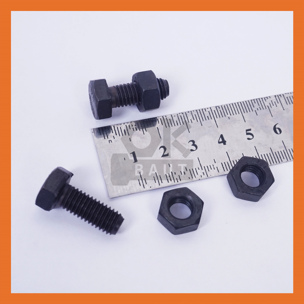 Jual Baut Mur Baja 8x20 mm 8.8 kunci 13 p1.25 Baut Baja Hitam Baut Mur ...