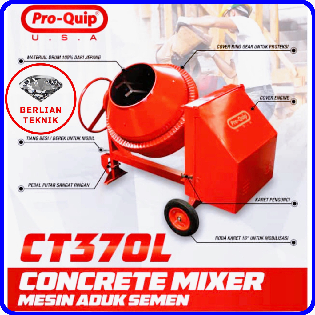Jual Beton Molen Concrete Mixer Semen PROQUIP CT 370 Liter | Shopee Indonesia