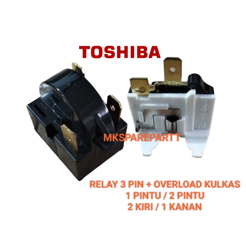 Jual Relay 3 Pin + Ptc Overload Kulkas TOSHIBA 1 pintu / 2 pintu ...
